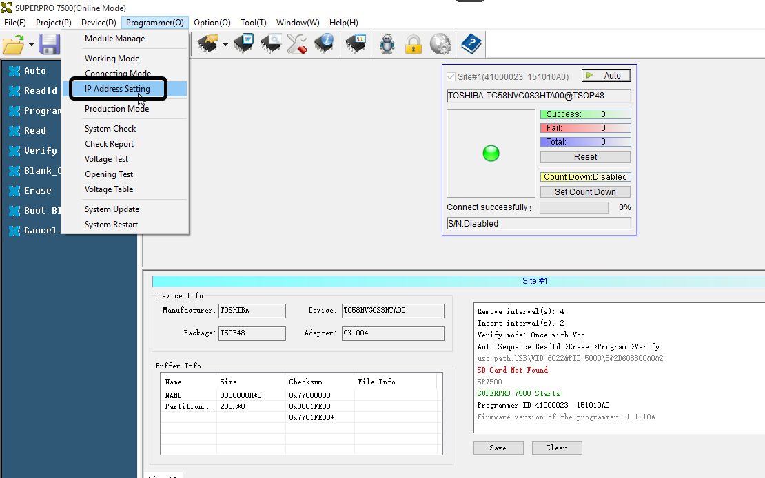 Operating SuperPro 7500 Programmer on Local Network via LAN
